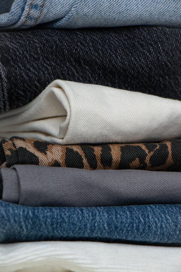 Set of Different Denim Pants Stock Image - Image of outfit, fold: 243060221