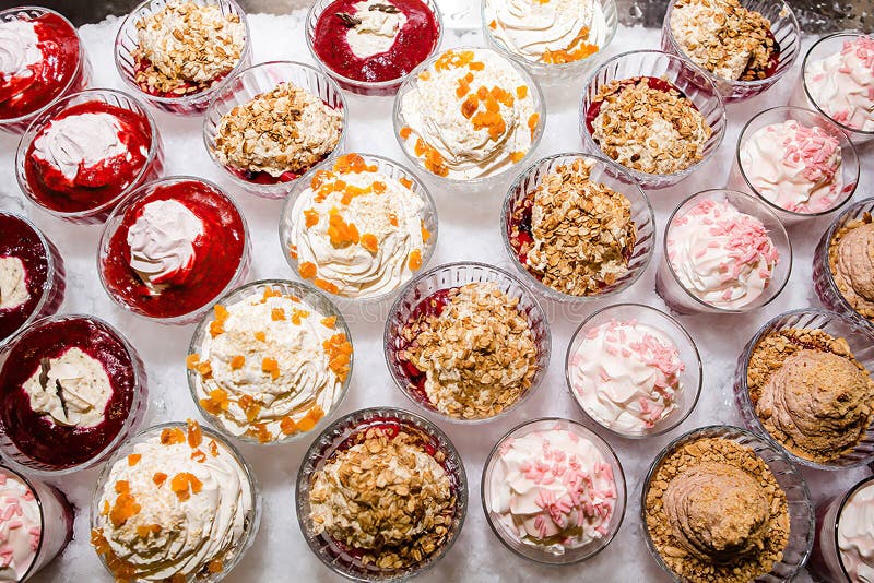 Set of Different Desserts on the Table, Top View. Stock Image - Image ...