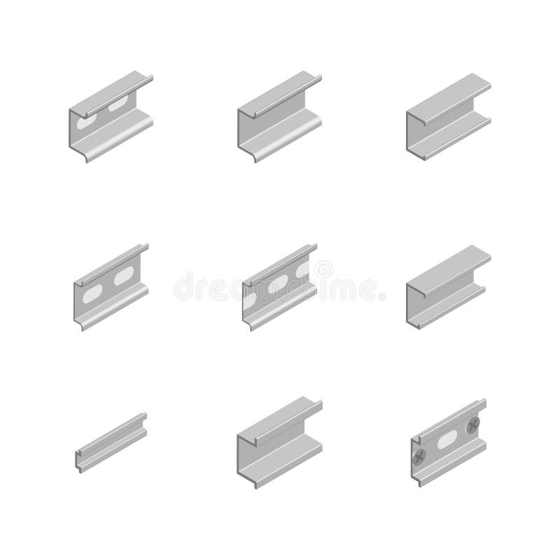 Set of Different Din Rail, 3d Vector Illustration Stock Vector ...