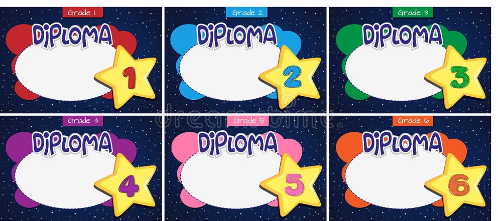 Set of different diplomas stock vector. Illustration of clip - 147800136