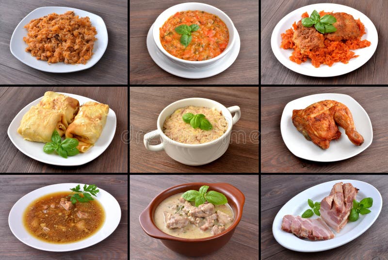 Set of different dishes stock photo. Image of soup, cabbage - 309828960