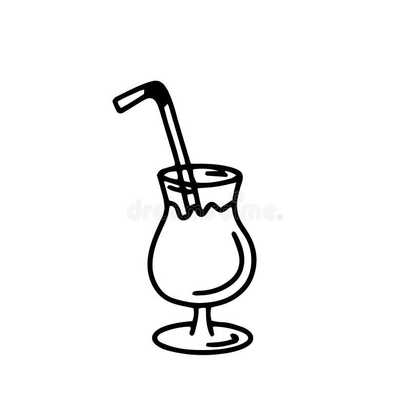 Set of Different Doodle Cocktail. Hand-drawn Image for Print, Sticker ...
