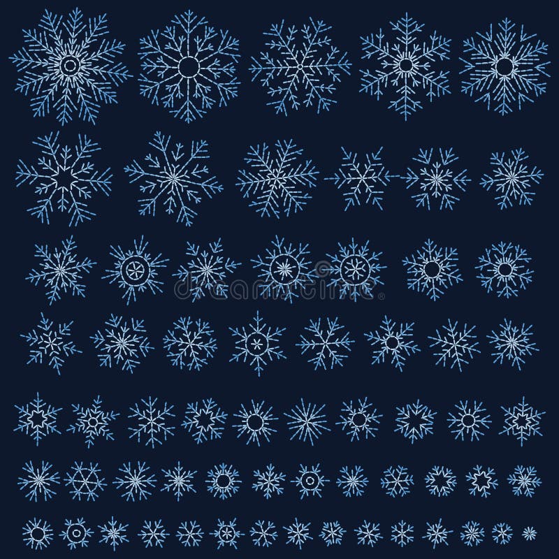 Set of Different Doodle Hand-drawn Snowflakes Stock Vector ...