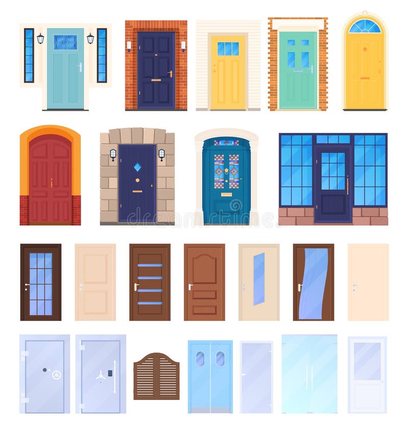 A Set of Different Doors, Different Shapes and Colors of Doors ...