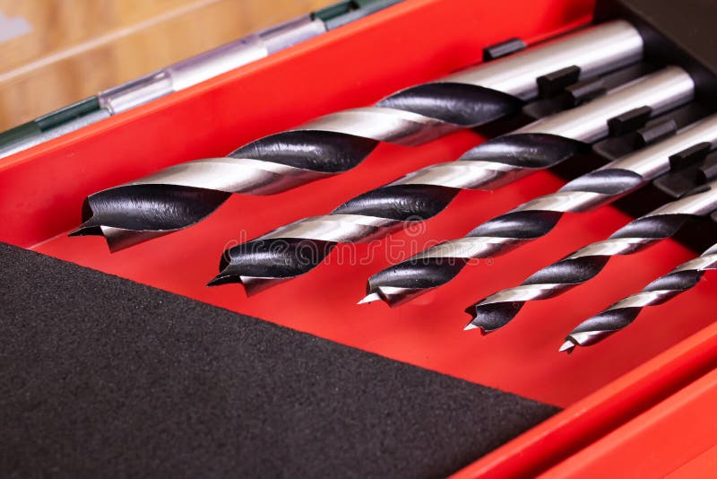 A Set of Different Drills for a Drill Stock Image - Image of grey ...