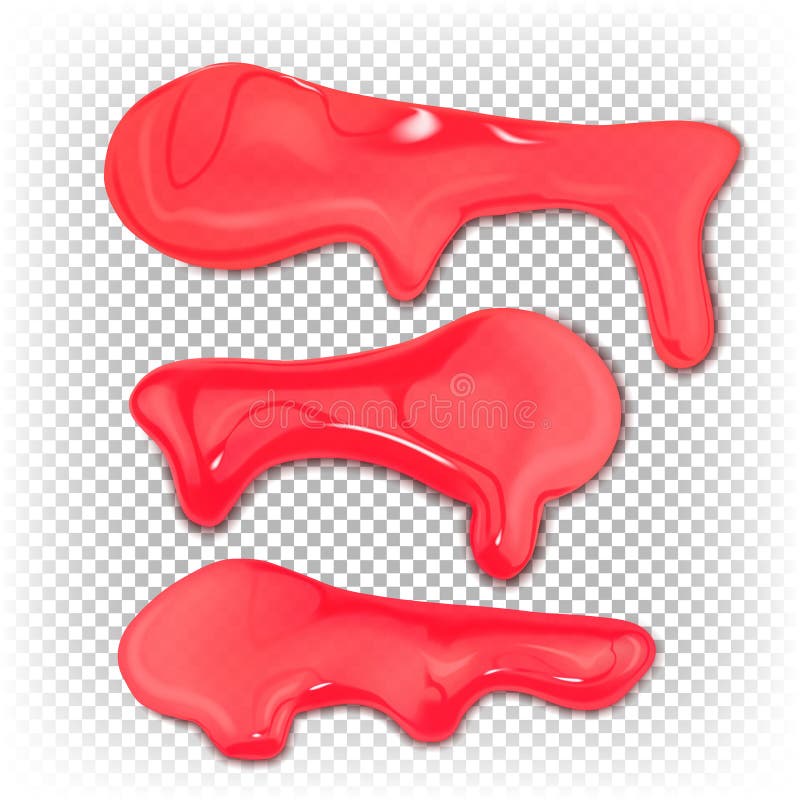 Set of Different Drips of Red Sweet Jam. Vector 3D Realistic Image ...