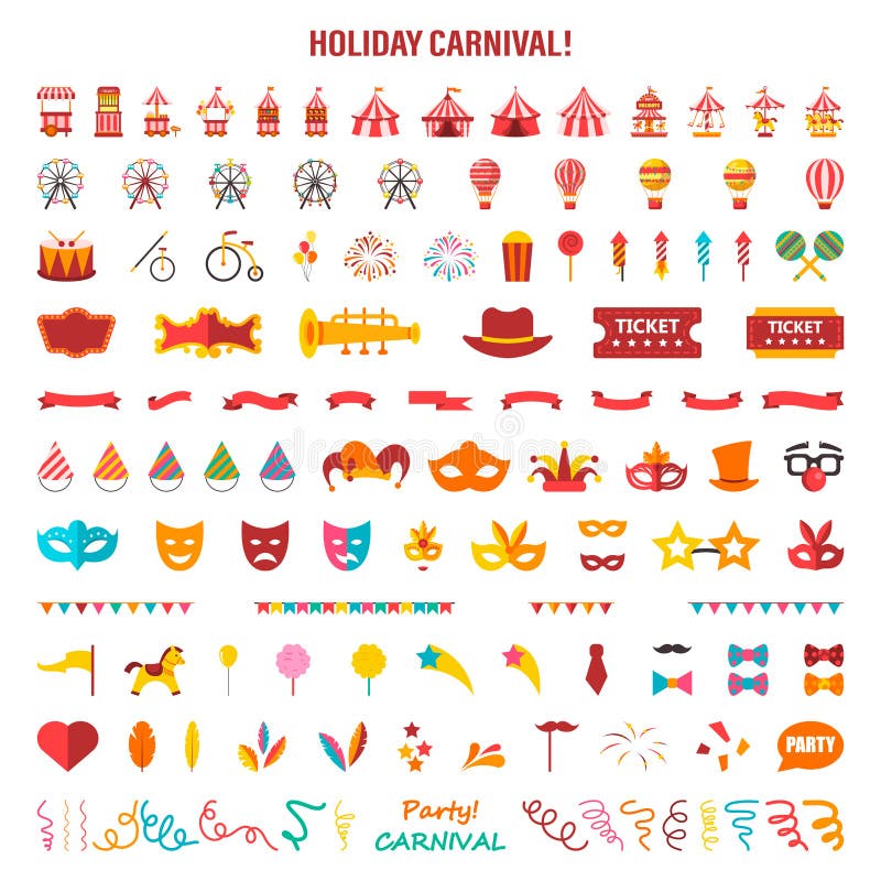 A Set of Different Elements for a Carnival or Circus. Vector ...