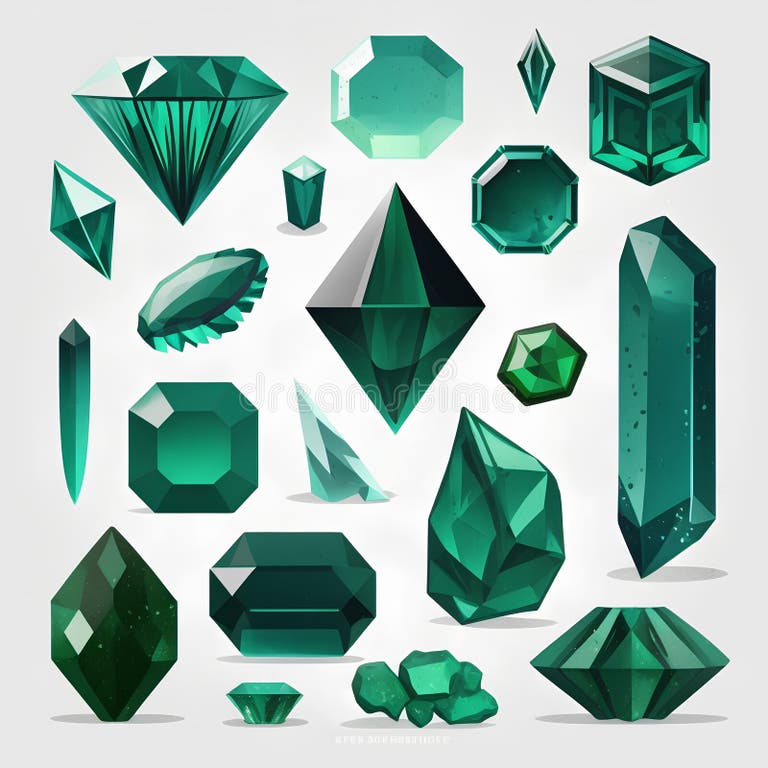 Set of Different Emeralds. Vector Illustration. Eps 10 Stock Illustration - Illustration of ...