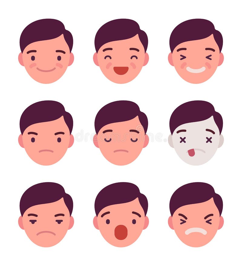 Set of 9 Different Emotions Stock Vector - Illustration of dead ...