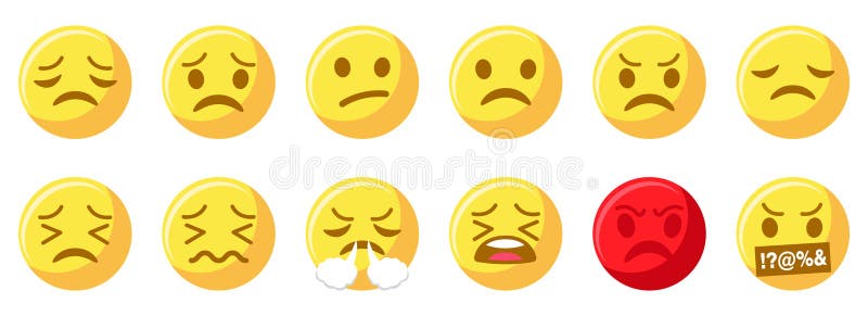 Set of Different Emotions Smile Emoji. Emoticons Smile Collection Stock ...