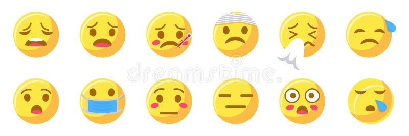 Set of Different Emotions Smile Emoji. Emoticons Smile Collection Stock ...
