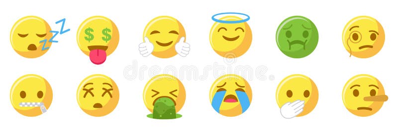 Set of Different Emotions Smile Emoji. Emoticons Smile Collection Stock ...