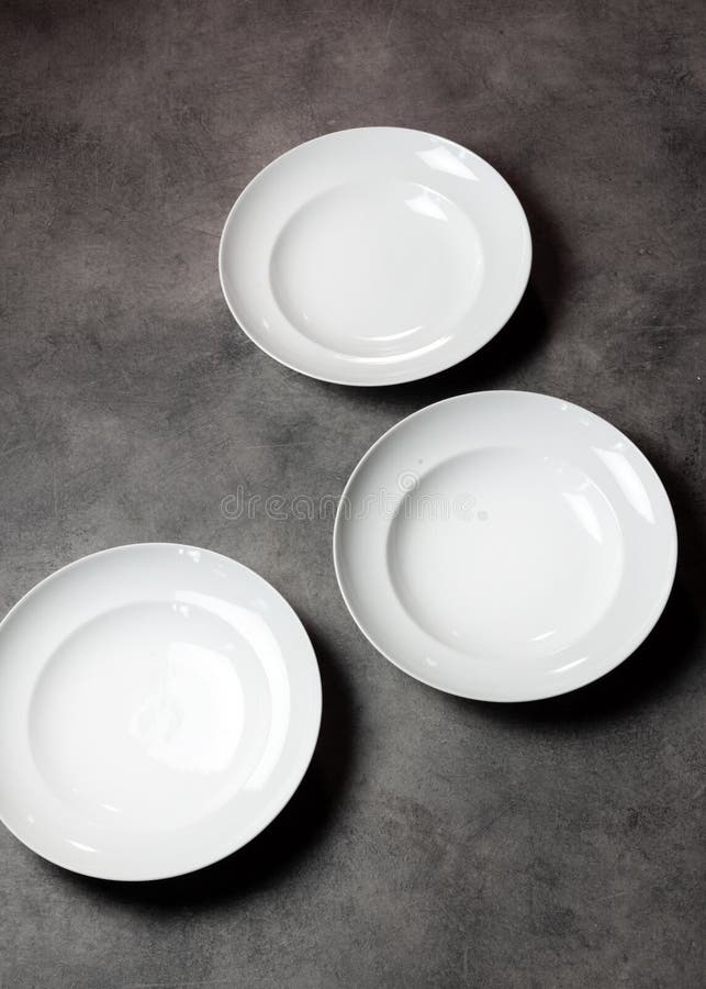 Set of Different Empty Plates Overhead View Stock Photo - Image of ...