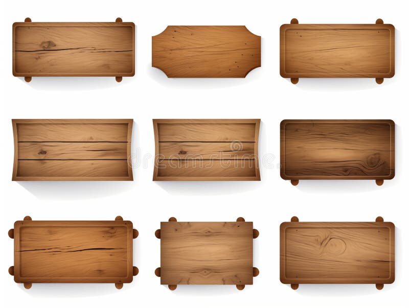 Set of Different Empty Wooden Signs and Signs for Text. Copy Space ...