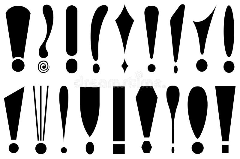 Set of Different Exclamation Mark Signs Stock Vector - Illustration of ...