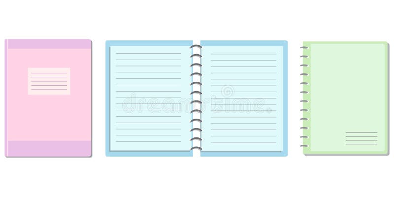 Set of Different Exercise Books. Stock Vector - Illustration of list ...