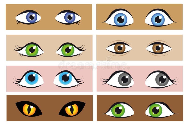 Set of Different Eyes Cartoon Stock Vector - Illustration of anger ...