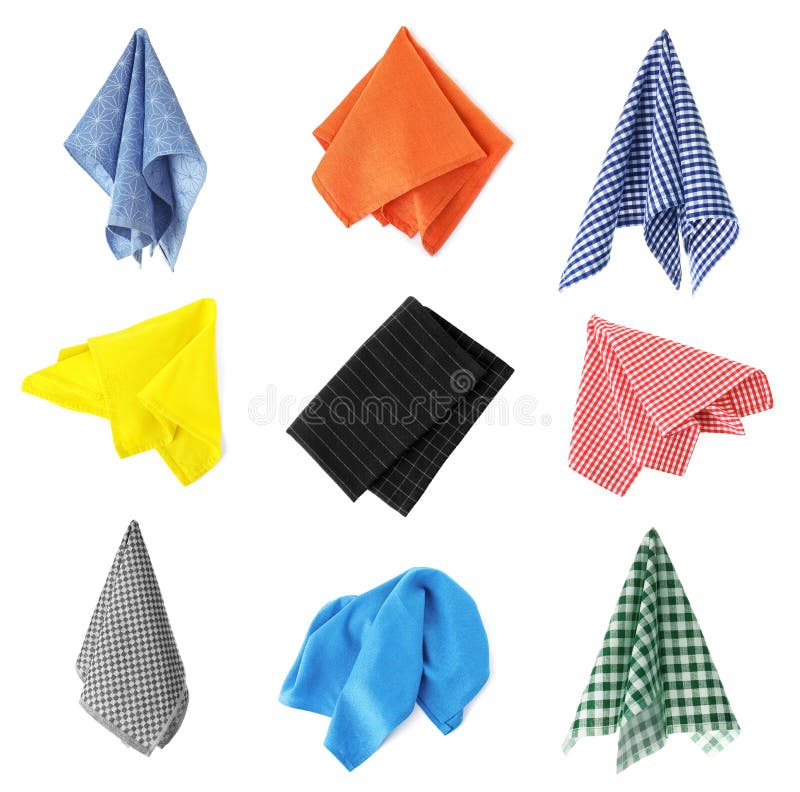 Set with Different Fabric Napkins on White Background Stock Image ...