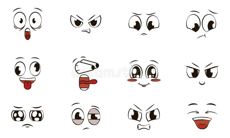 Set of Different Face Expression Avatars Vector Stock Vector ...
