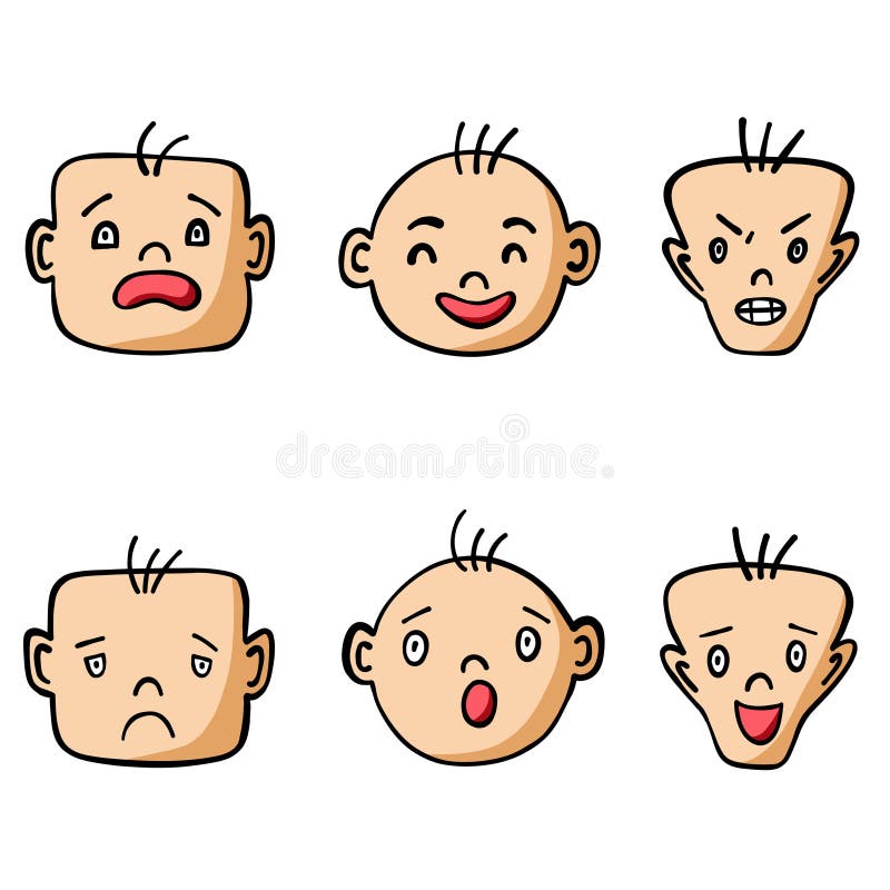 A Set of Different Faces, Emotions Stock Vector - Illustration of ...