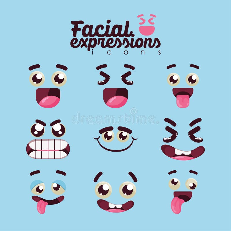 Set of Different Facial Expression Vector Stock Vector - Illustration ...