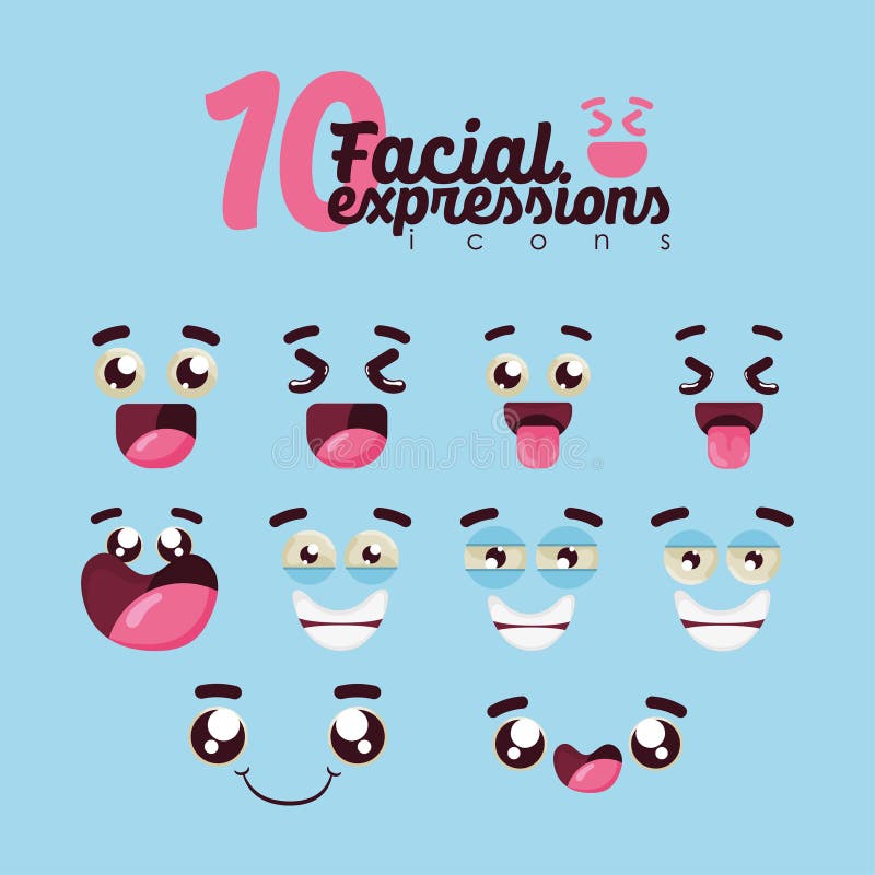 Set of Different Facial Expression Vector Stock Vector - Illustration ...