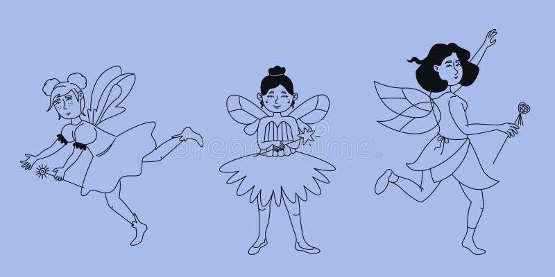 Set of different fairies. stock vector. Illustration of style - 280566467