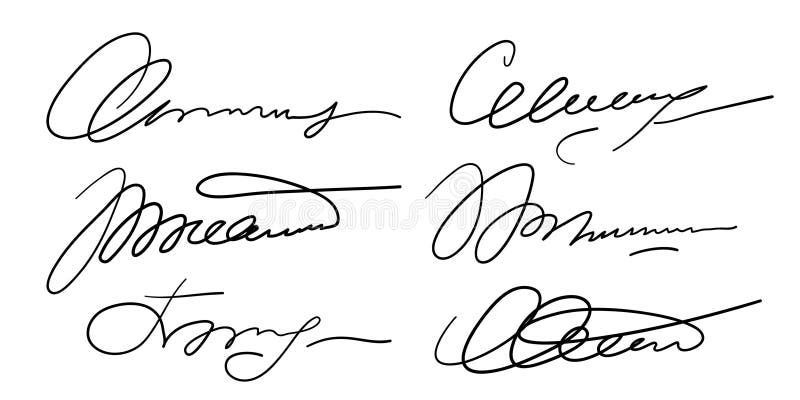 Set of Different Fake Autographs and Signatures, Mimicking Authenticity ...