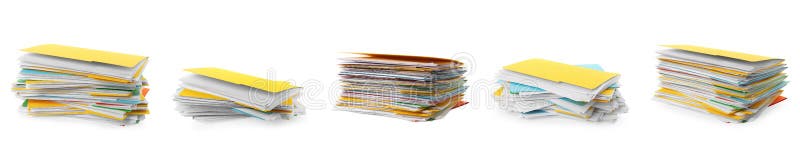 Set of Different Files with Documents on White Background. Banner ...