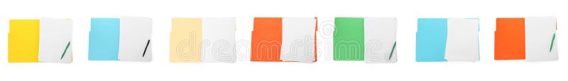 Set of Different Files with Documents on White Background, Top View ...