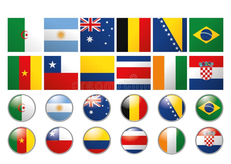Set of Different Flags of the World Stock Illustration - Illustration ...