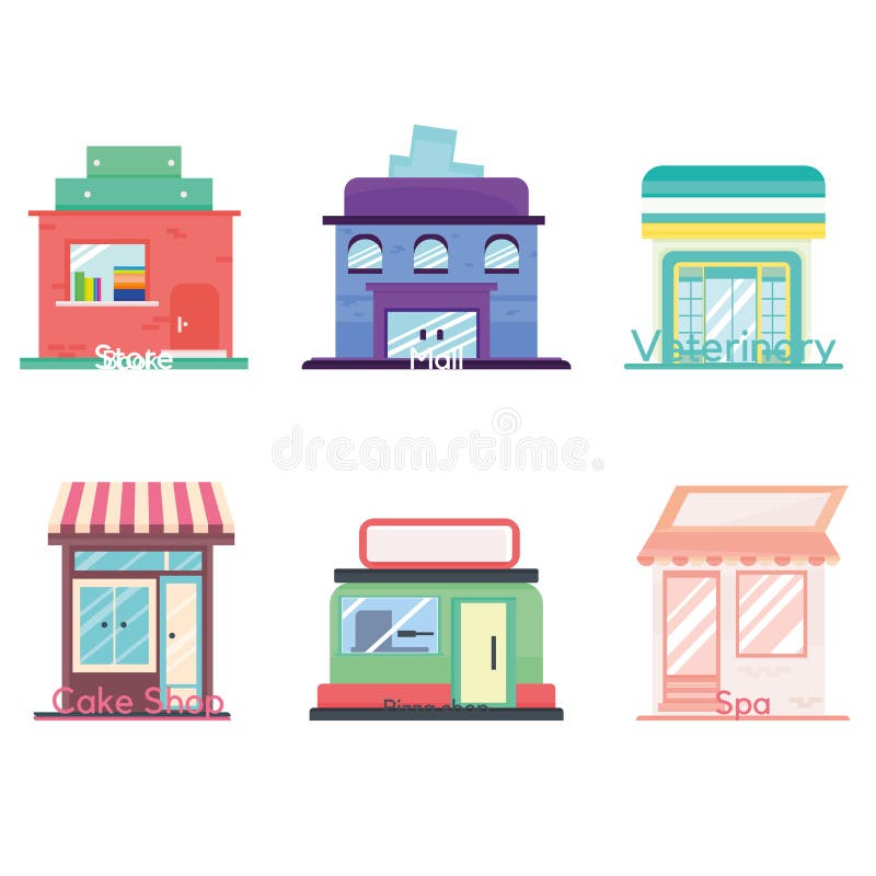 Set of Different Flat Store Icons Stock Vector - Illustration of pizza ...
