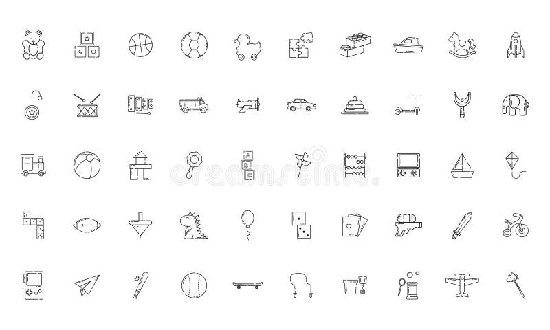 Set of Different Flat Toy Icons Vector Stock Vector - Illustration of ...