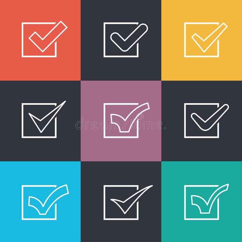 Set of Different Flat Vector Check Marks Stock Vector - Illustration of ...