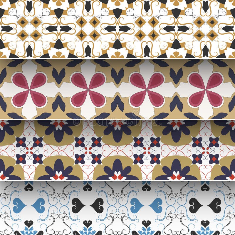 Set of Different Floral Pattern. Stock Illustration - Illustration of ...