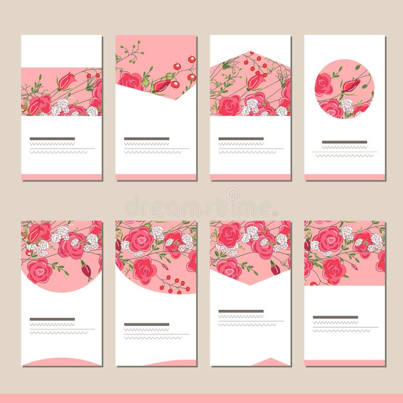 Set with Different Floral Templates. Cards for Your Design Stock ...