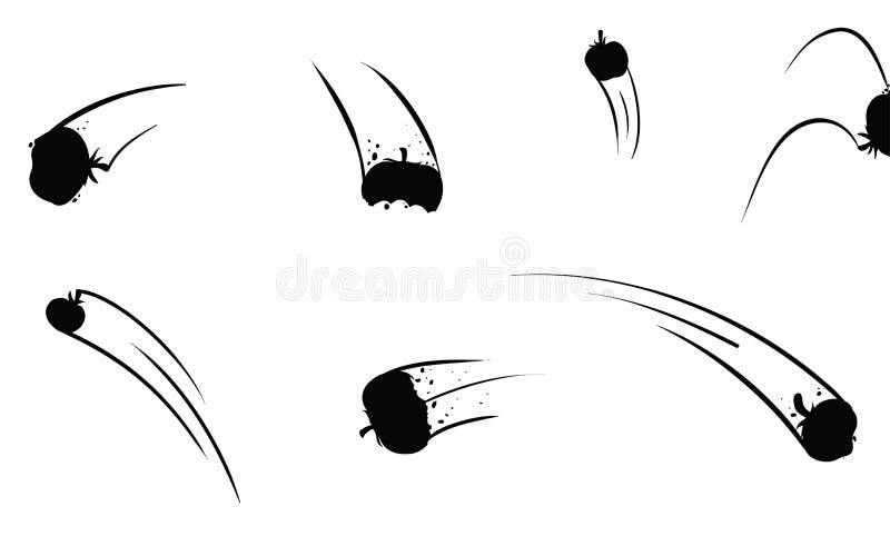 Set with Different Flying Tomatoes Silhouettes, Vector Illustration ...