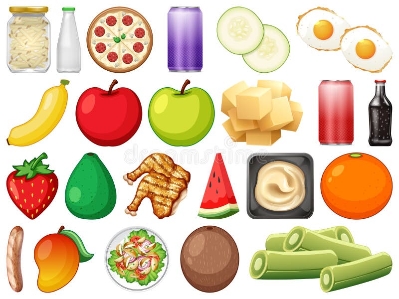 Set of different food stock vector. Illustration of apple - 150949319