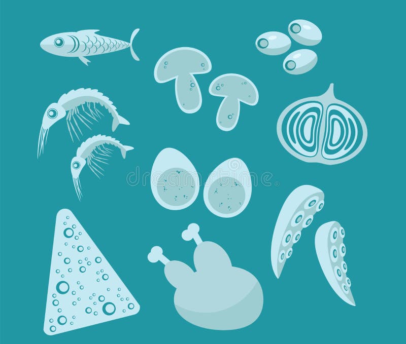 Set Different Food Ingredient Icon Stock Vector - Illustration of meal ...