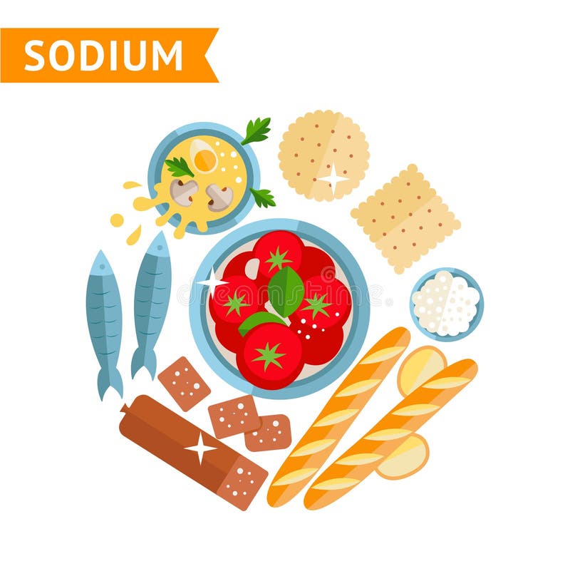 Set of Different Foods that Contain Sodium, Used for Info Graphics ...