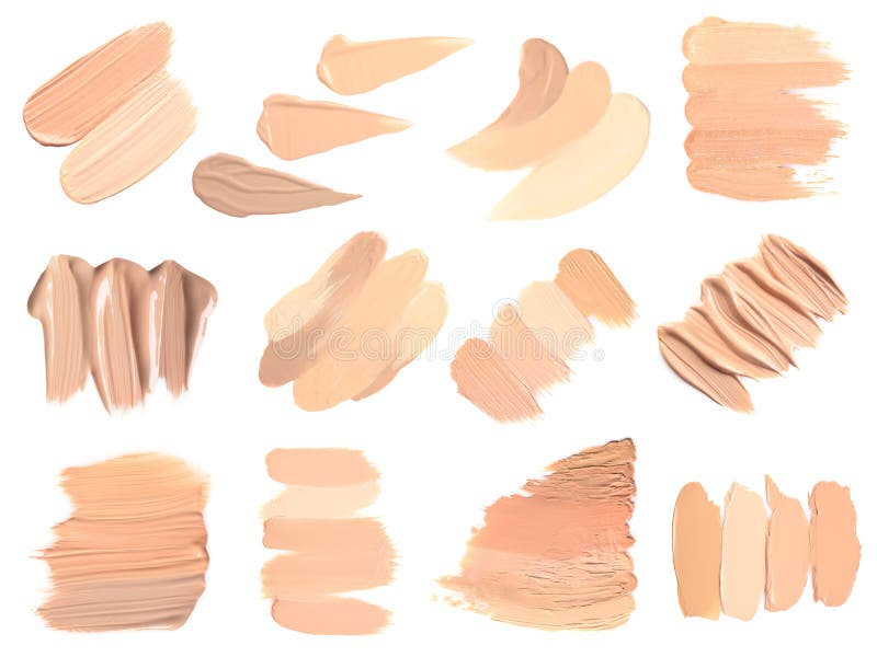 Set of Different Foundation Shades on White, Top View Stock Image ...