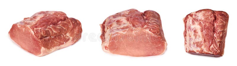 Set of Different Fresh Pork Meat Slice. Isolated on a White Background ...