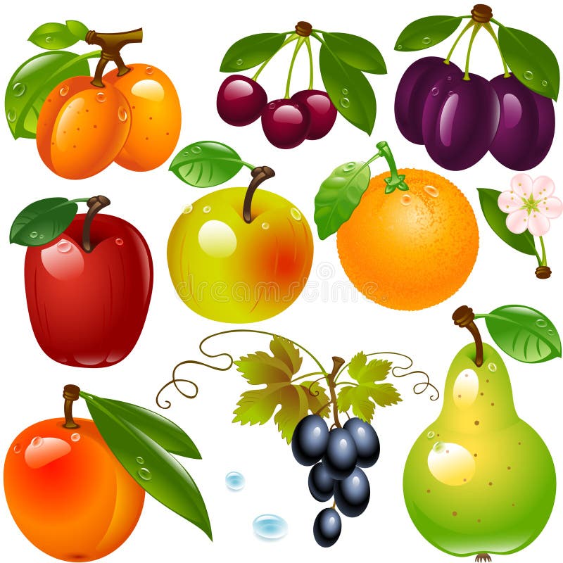 Cartoon fruit set stock vector. Illustration of cartoon - 25384192