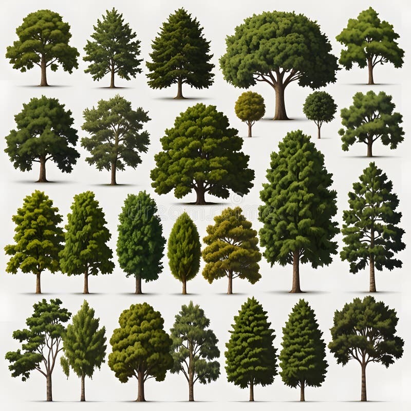 Set of Different Full Realistic Trees. Vector Illustration Stock ...