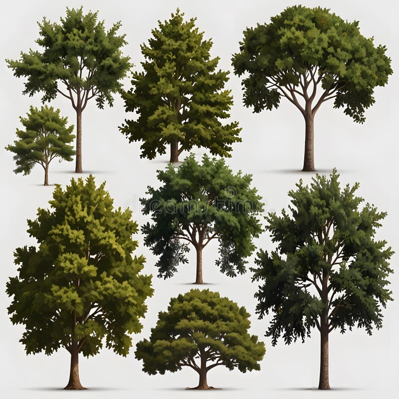Set of Different Full Realistic Trees. Vector Illustration Stock ...