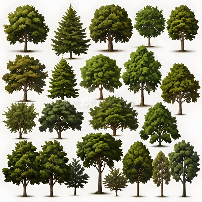 Set of Different Full Realistic Trees. Vector Illustration, Isolated on ...