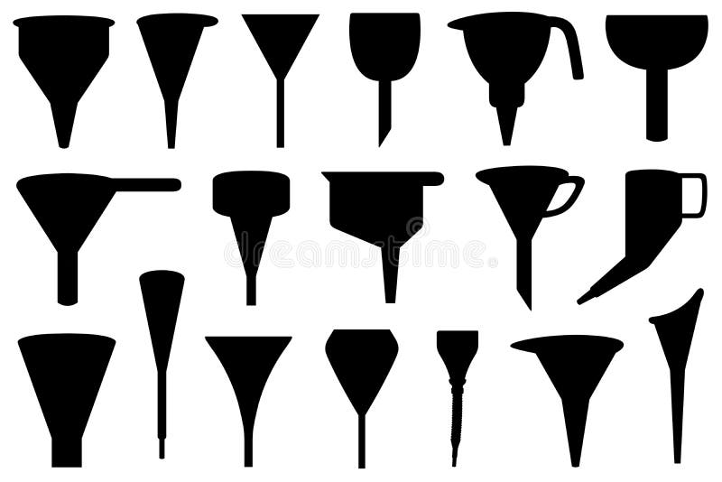 Set of different funnels stock vector. Illustration of glassware ...