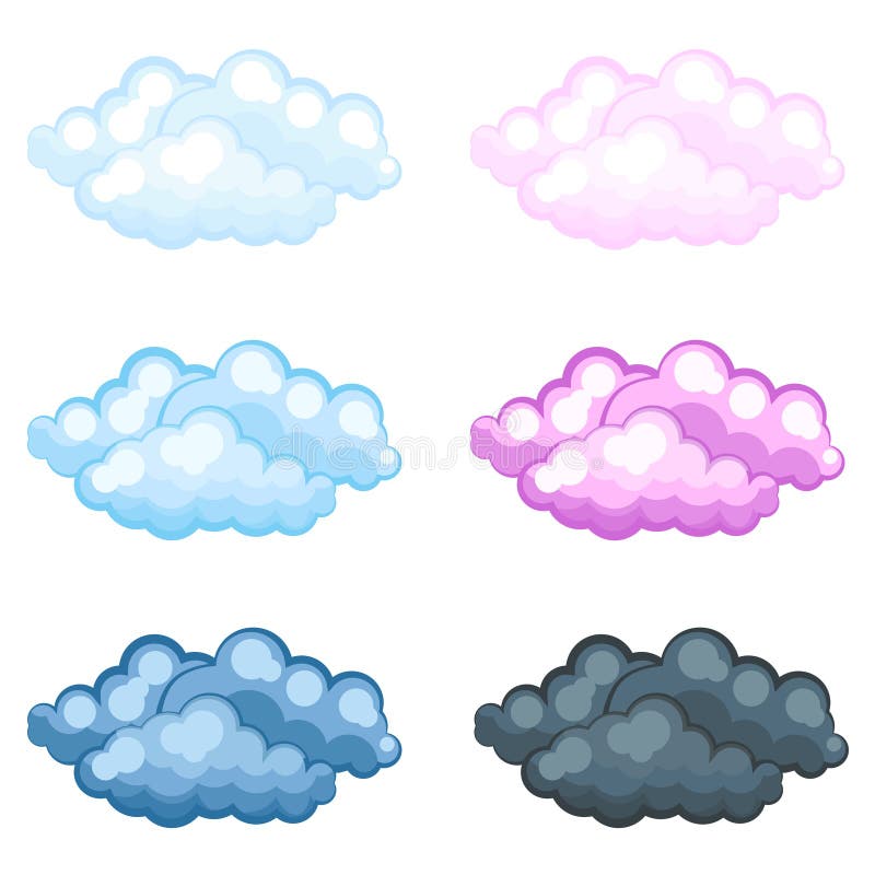 Set of Different Funny Cartoon Fluffy Clouds Stock Vector ...