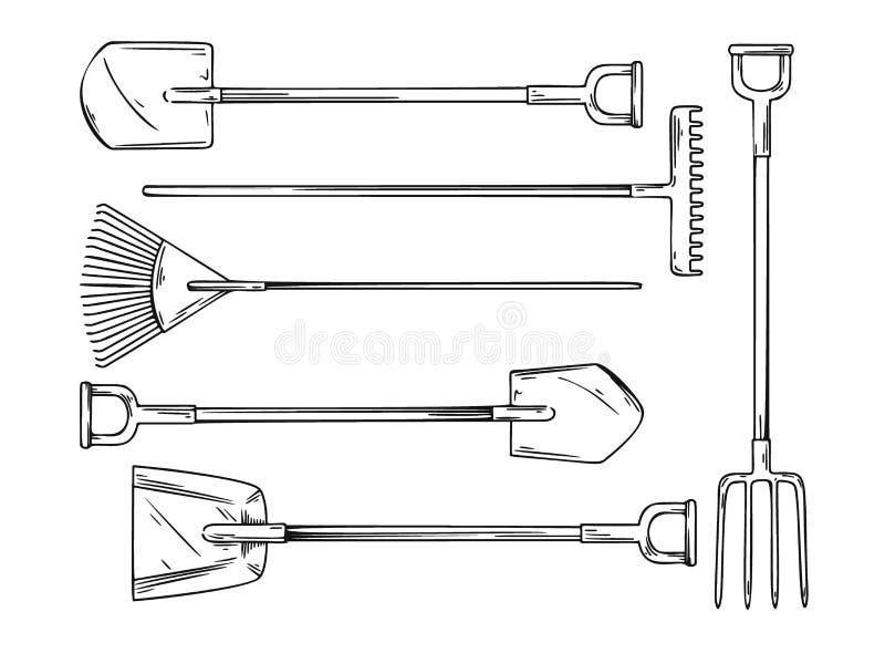 Garden Fork Shovel Background Sketch Style Stock Illustrations – 72 ...