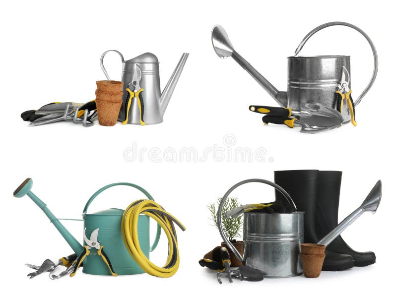 Set of Different Gardening Tools on White Background Stock Image ...